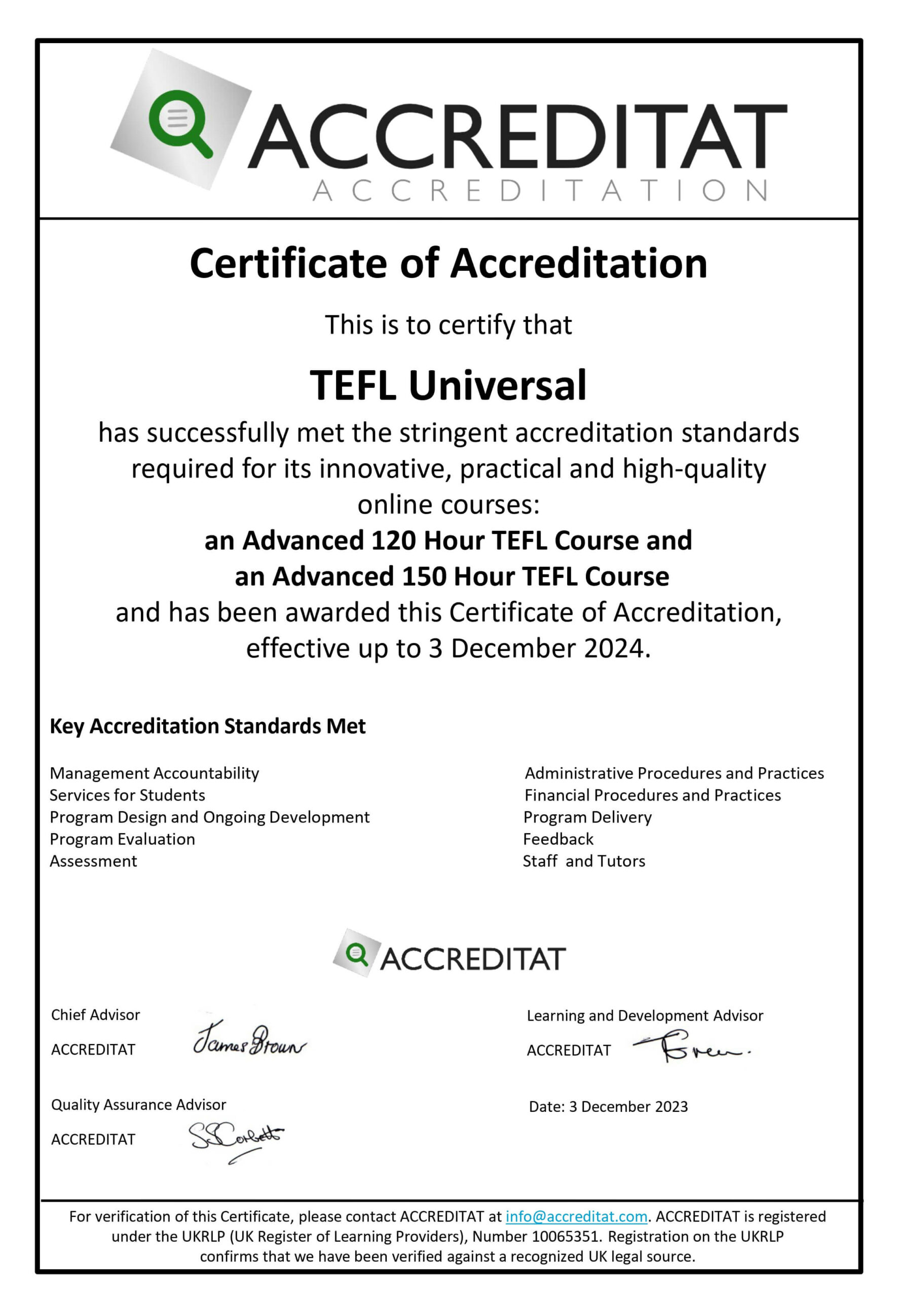 Accreditation - TEFL Universal